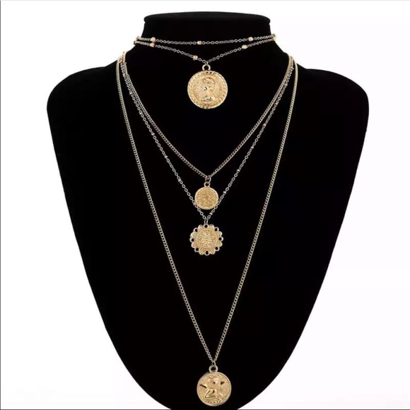 Jewelry | New Gold Layered Necklace Coin Pendants | Poshmark